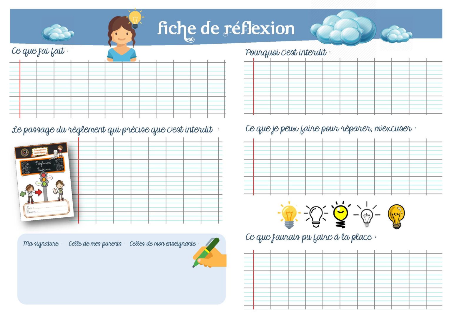 Fiche de réflexion – Ecole Primaire Jeanne d'Arc – Pacy-sur-Eure
