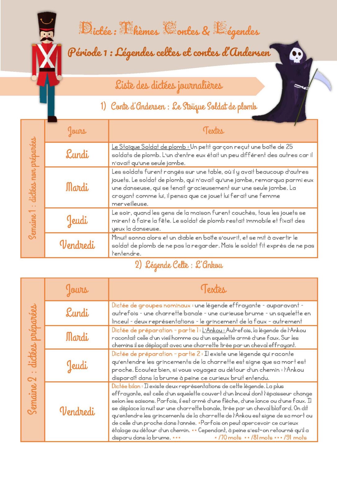 Dictées annuelles – Thème : Contes et légendes – Ecole Primaire Jeanne ...